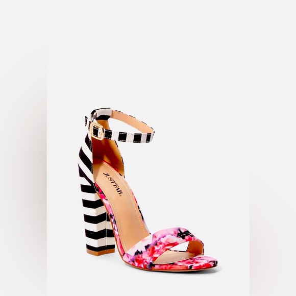 JustFab | Shoes | Nwt Justfab Floralstripe Lena Heels | Poshmark